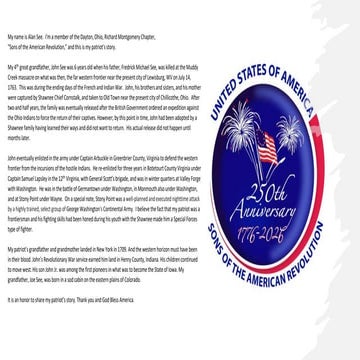 John See - Revolutionary War Veteran and Pioneer | PDF