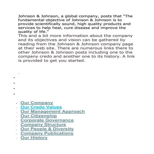 Case Study on Johnson & Johnson | DOCX