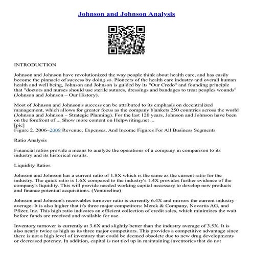 Johnson And Johnson Analysis | PDF