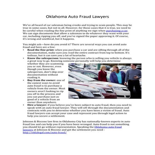 Johnson & biscone oklahoma auto fraud lawyers | PDF