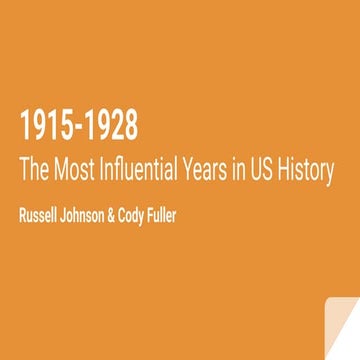 The Most Influential Years in US History: 1915-1928 Social, Political ...
