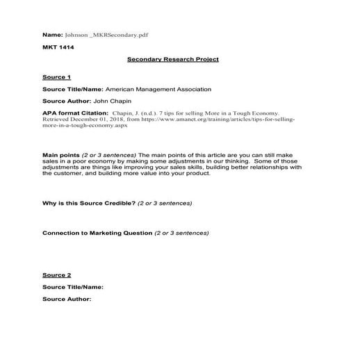 Secondary Research Project | PDF