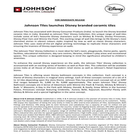 Johnson tiles launches disney branded ceramic tiles | PDF