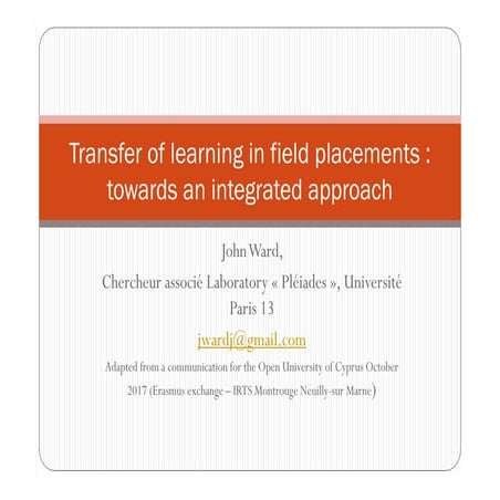 John ward learning transfer in internships | PDF