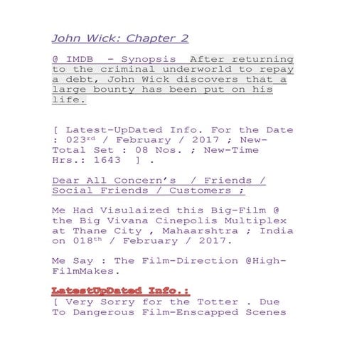 John wick chapter 2 . | DOCX