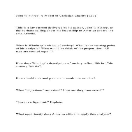 John Winthrop, A Model of Christian Charity [Love]This is a la.docx