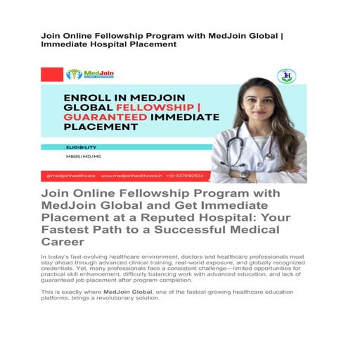 Join Online Fellowship Program with MedJoin Global - Immediate Hospital ...