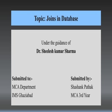 Presentation Of Joins In Database Pptx Databases Computer Software And Applications