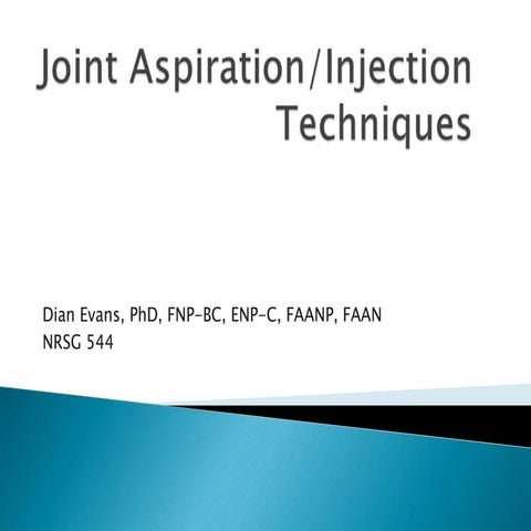 Joint Aspiration and Injection Techniques Powerpoint | PPTX