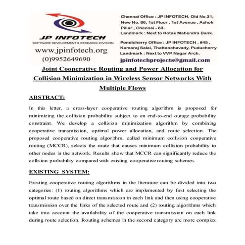 Joint Cooperative Routing And Power Allocation For Collision Minimization Pdf