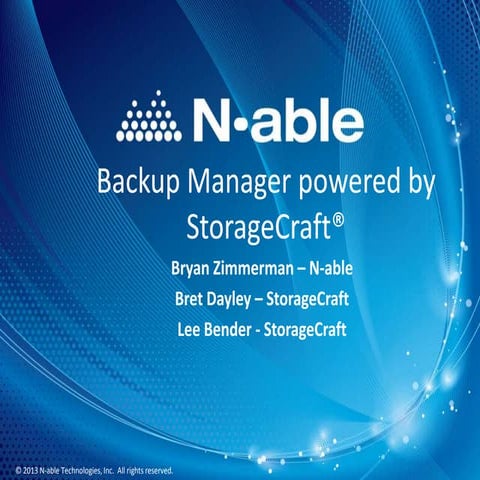 Backup Manager - StorageCraft from N-able | PPT
