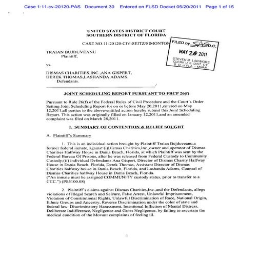 Joint scheduling report pursuant to frcp 26(f) | PDF