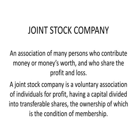 Joint stock company | PPT
