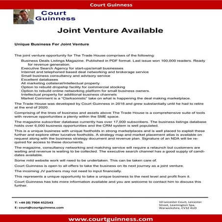 Trade House Joint Venture Flyer | PDF