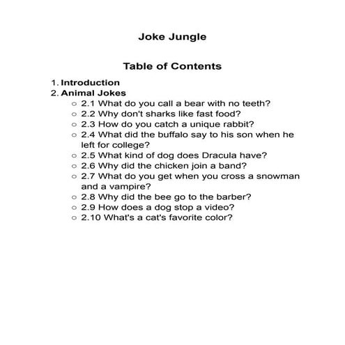 Roaring Laughter: Jungle Jokes for Children | PDF