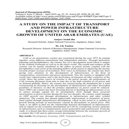 A STUDY ON THE IMPACT OF TRANSPORT AND POWER INFRASTRUCTURE DEVELOPMENT ...