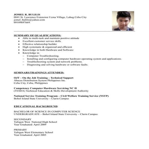 Jomel bulilis | DOC | Computing | Technology & Computing