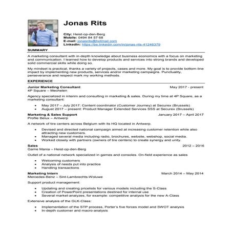 Jonas Rits - resume | PDF