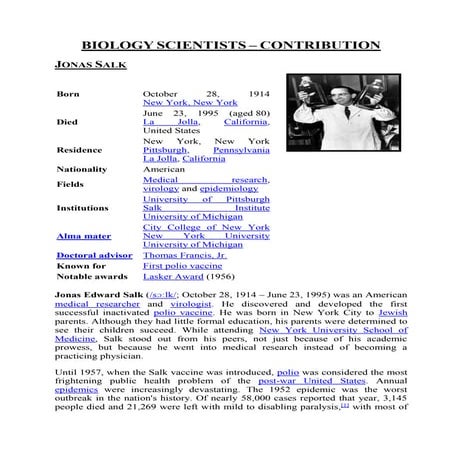 Jonas salk - sreekkutty sb | DOCX