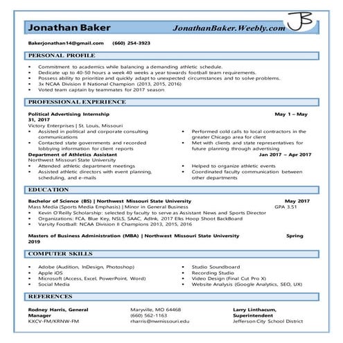 Jonathan Baker Resume | DOCX