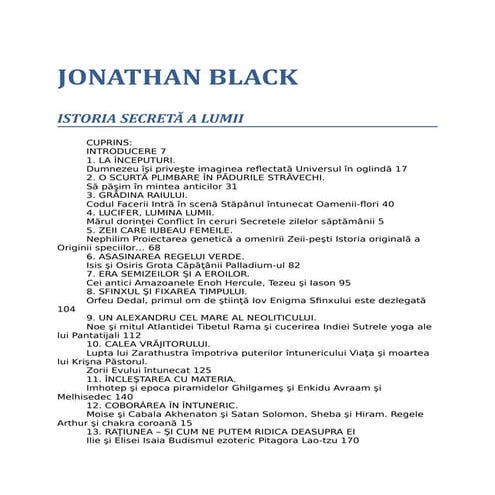 Jonathan Black-Istoria secreta a lumii | PDF