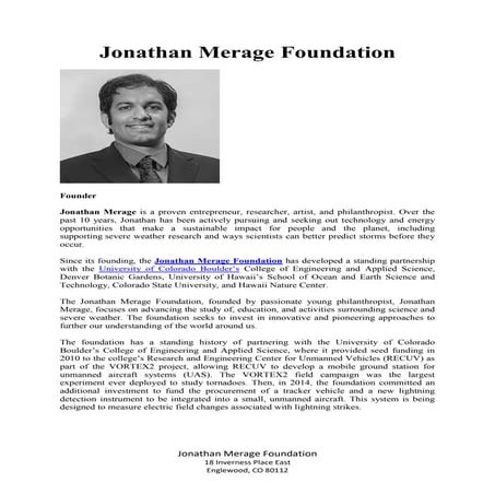 Jonathan merage foundation jonathan merage | PDF