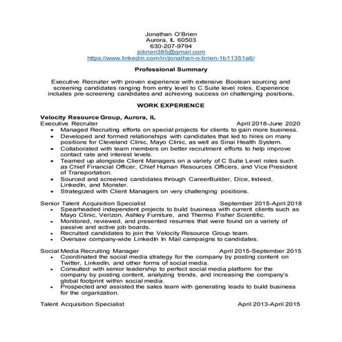 Jonathan's resume | DOCX | Human Resources | Business