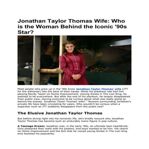 Jonathan Taylor Thomas Girlfriend
