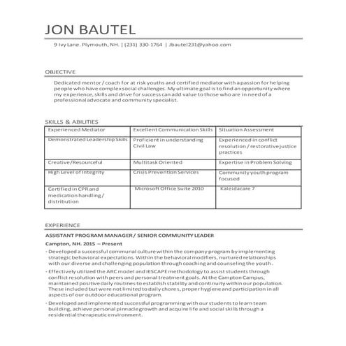 Resume 2010 | DOC