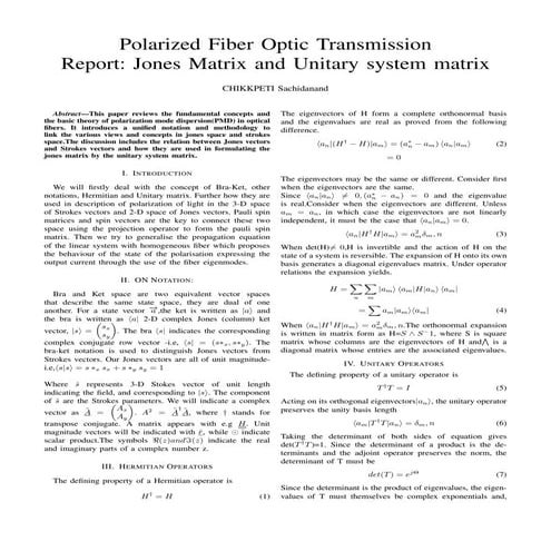 Jones matrix formulation by the unitary matrix | PDF