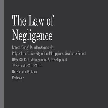 Jong's Report on Risk Management: Basic Law of Negligence | PPTX