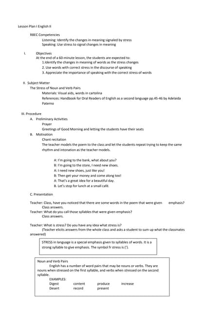 Lesson plan for preposition | DOCX | Education
