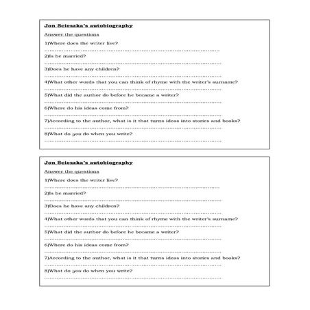 Jon Scieszkas Autobiography Activity | DOC | Biographies | Genres