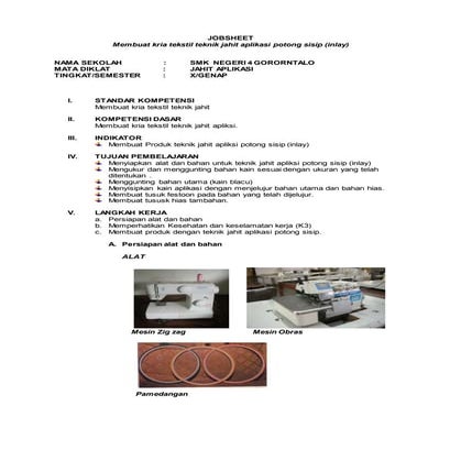 Joobsheet Kria Tekstil | DOCX