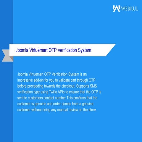 Joomla virtuemart otp verification system | PPT