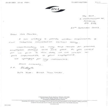 British Nursing Association Letter | PDF