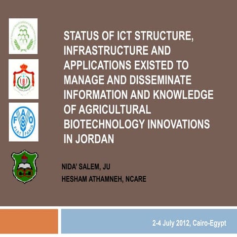 Status of ICT structure, infrastructure and applications existed to ...