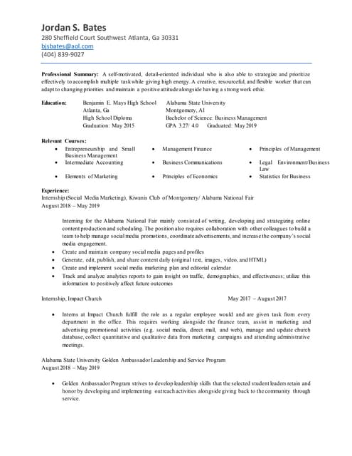 Charles Goodwin - Academic Resume (2) | DOCX | Undergraduate Education | College Education