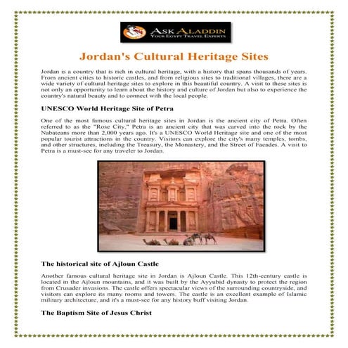 Jordan's Cultural Heritage Sites. pdf | PDF