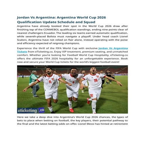 Jordan Vs Argentina Argentina World Cup 2026 Qualification Update ...