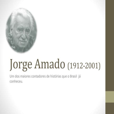 Jorge amado (1912 2001) - Vida e Obra | PPTX