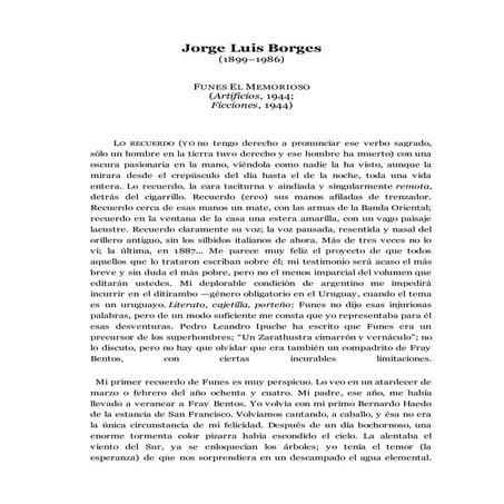 Borges funes el memorioso | PDF