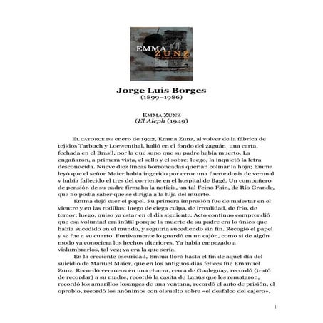 Jorge luis borges emma zunz | PDF