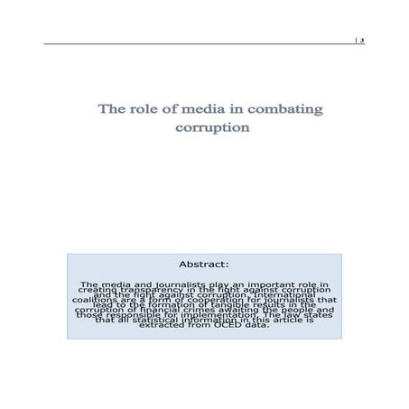 The role of media in combating corruption | PDF