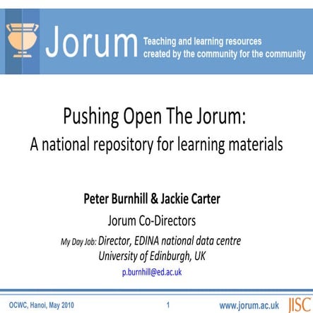 Pushing Open the Jorum | PPT