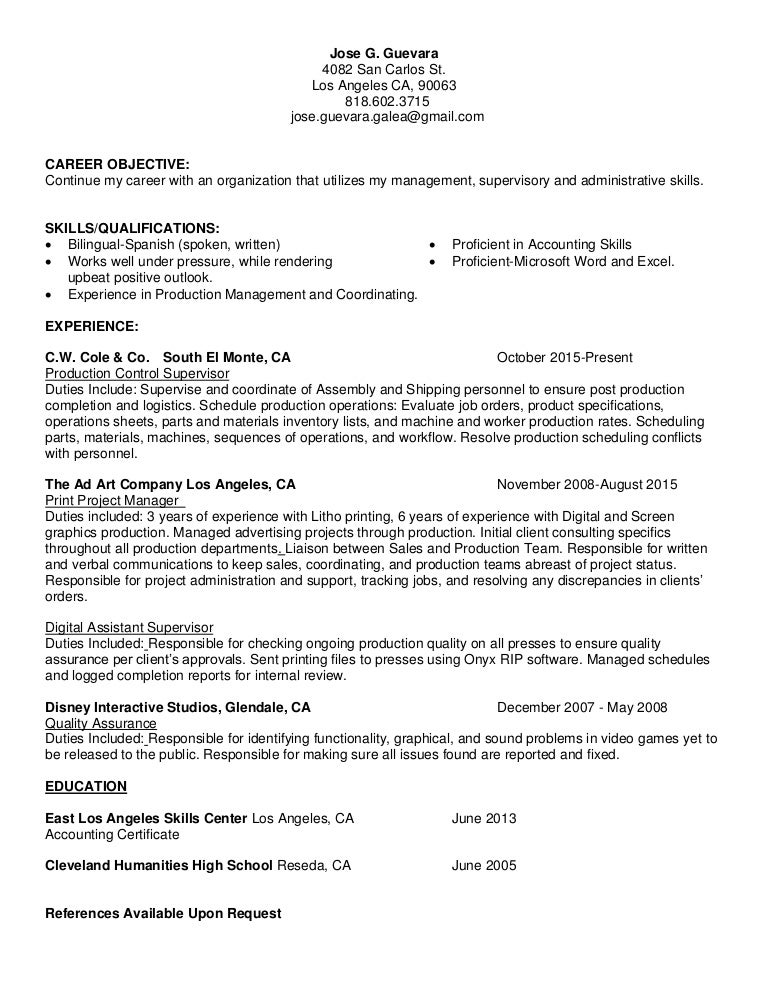 Jose Guevara Resume