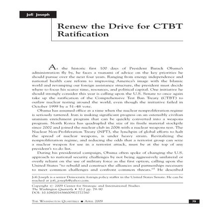 Jofi Joseph on Prospects for CTBT Ratification | PDF