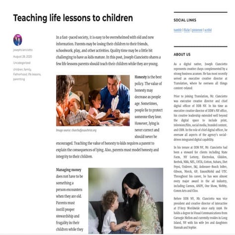 Teaching life lesson to children | PPT