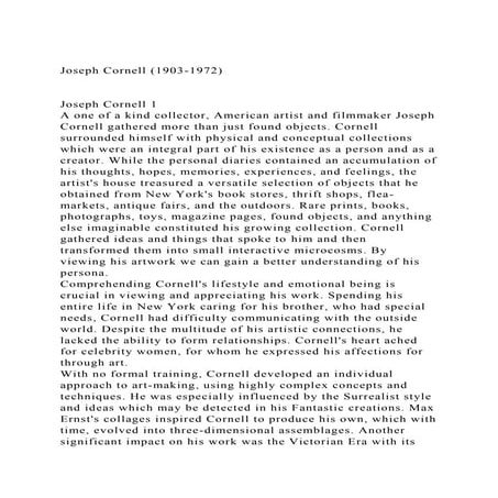 Joseph Cornell (1903-1972)Joseph Cornell 1A one of a kind .docx