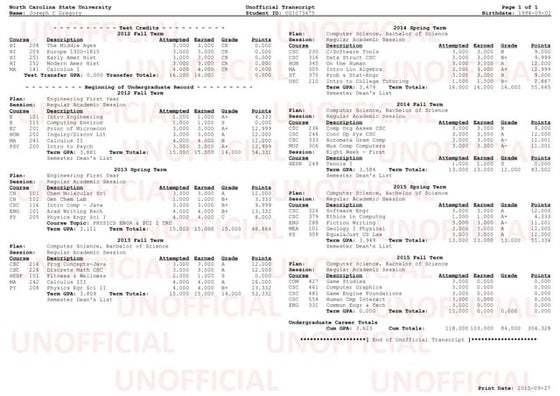 Unofficial Transcript | DOCX